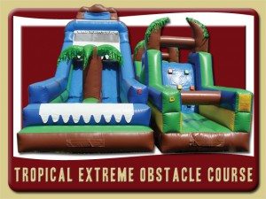 Tropical Extreme Obstacle Course Slide - BOUNCE PARTY RENTALS