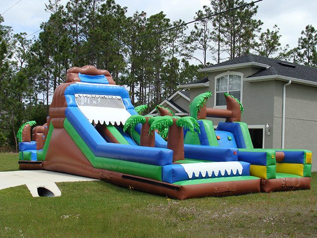 Tropical Extreme Obstacle Course Slide - BOUNCE PARTY RENTALS