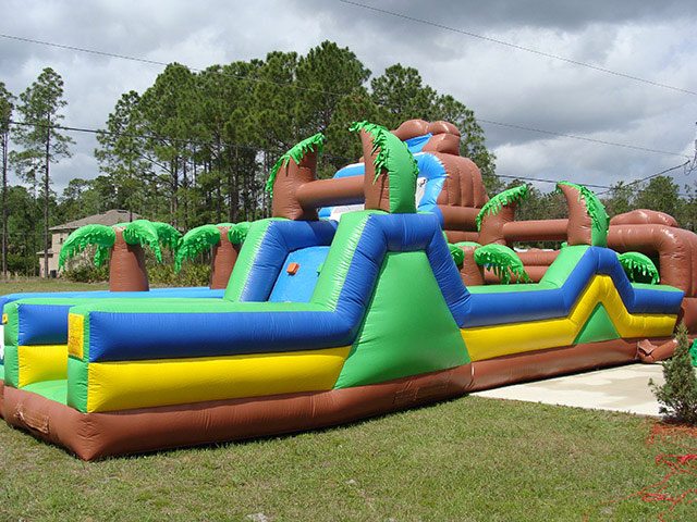Tropical Extreme Obstacle Course Slide - BOUNCE PARTY RENTALS