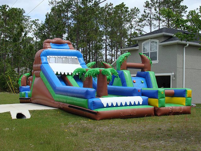 Tropical Extreme Obstacle Course Slide - BOUNCE PARTY RENTALS