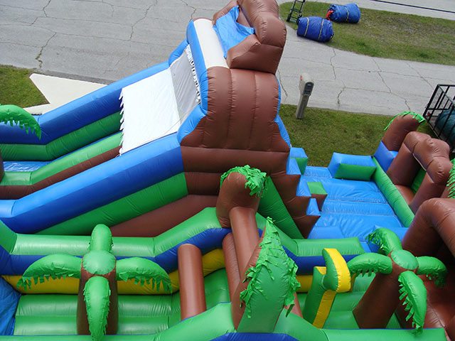 Tropical Extreme Obstacle Course Slide - BOUNCE PARTY RENTALS