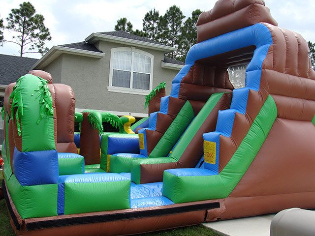 Tropical Extreme Obstacle Course Slide - BOUNCE PARTY RENTALS