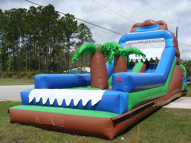 Tropical Dual Lane Water Slide - BOUNCE PARTY RENTALS
